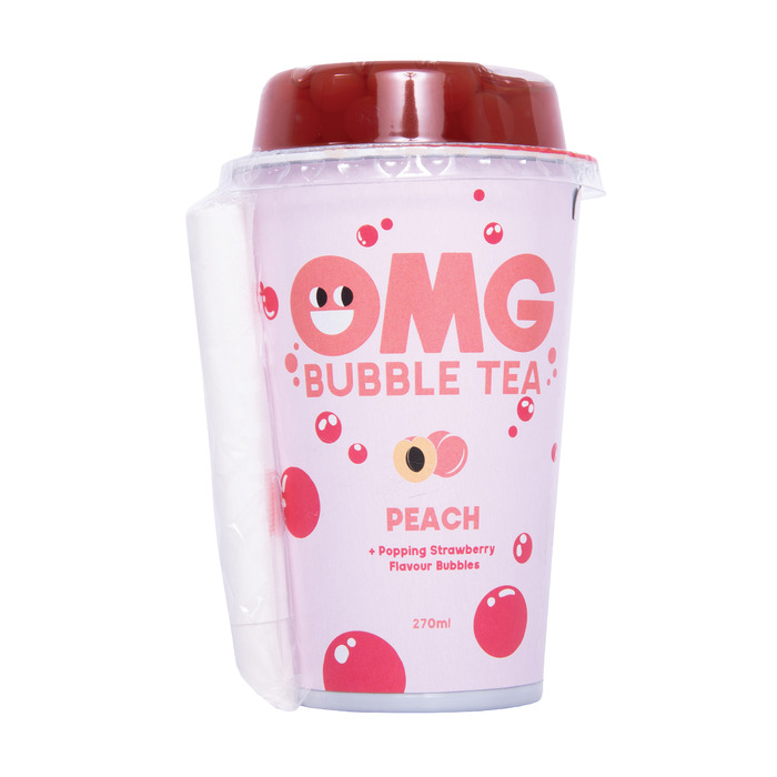 OMG Bubble Tea - Ice Tea - Perzik & Aardbei - Bubble Tea - Cup - 270ML ...