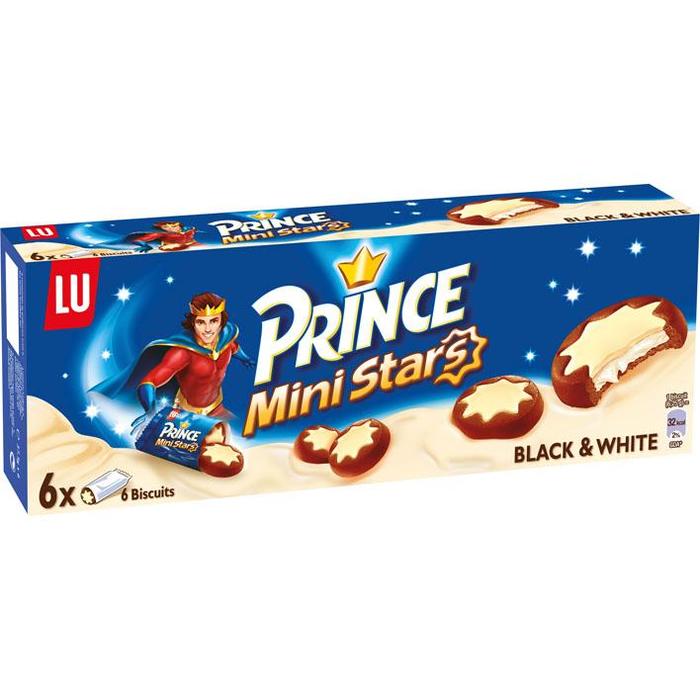 LU Prince Mini Stars Black & White 6 x 6 Biscuits 225 g (225g)
