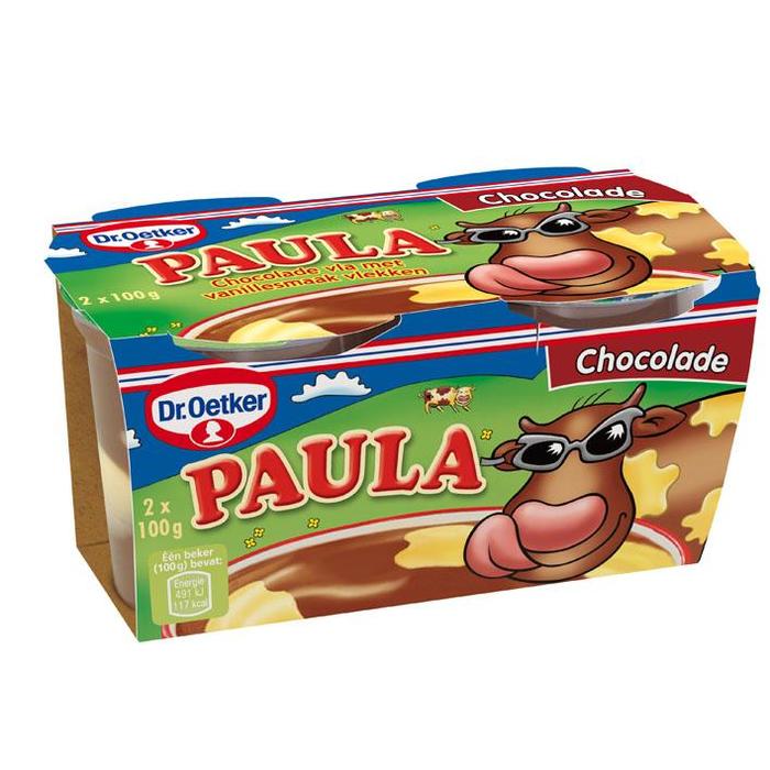 Paula Chocolade Vla met Vanillesmaak Vlekken (bak, 200g)