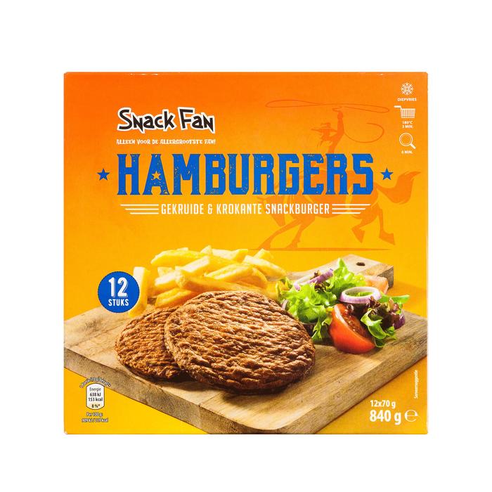 Hamburgers (doos, 12 × 70g)