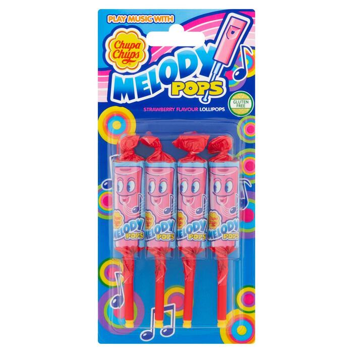 Chupa Chups Melody Pops Strawberry Flavour Lollipops 4 x 15 g (60g)