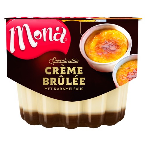 Mona pudding creme brûlée met karamelsaus 450 ml beker (45cl)