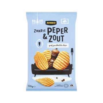 Jumbo Chips Zwarte Peper & Zout Ribbel 150 g (150g)