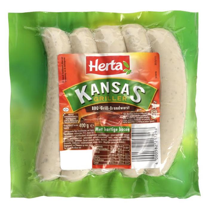Herta Kansas griller met hartige bacon (400g)