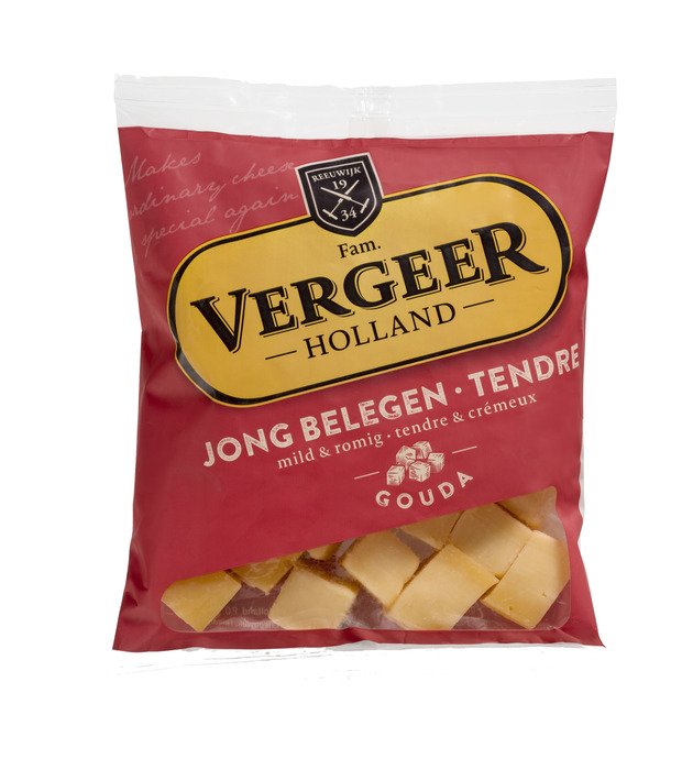 Vergeer Holland Kaas 48+ Kaasblokjes Gouda Jong belegen 200g (200g)