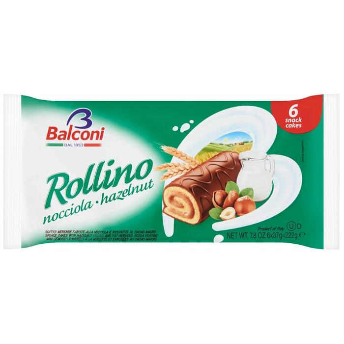 Balconi Rollino Nocciola with Hazelnut Cream Filling 6 x 37 g (222g)