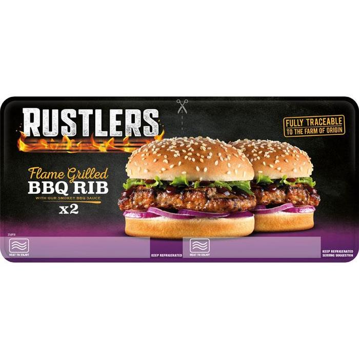 Rustlers Twin BBQ rib burger (244g)