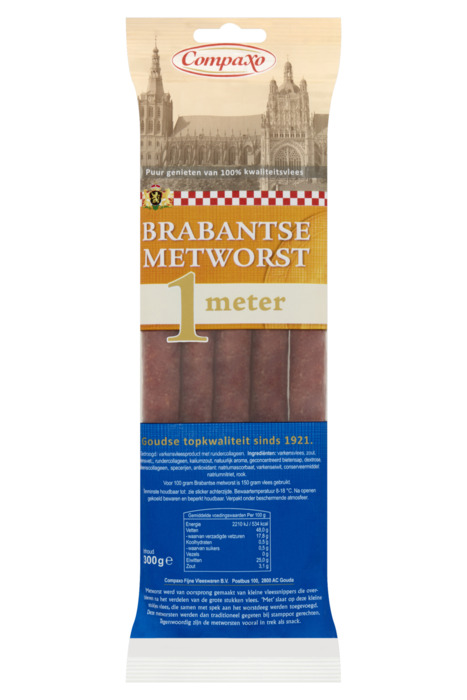 Compaxo Brabantse metworst 1 meter zuurstofarm verpakt (300g)