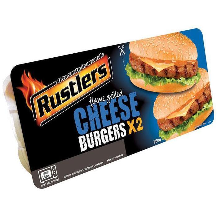 Rustlers Flame Grilled Cheeseburger 2 x 140 g (Stuk, 2 × 280g)