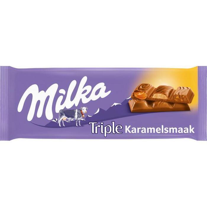 Milka Triple Karamelsmaak Melk Chocolade Reep 90g (tablt, 90g)