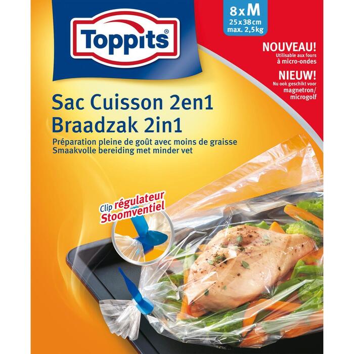 Toppits Braadzakken 2 in 1 - Medium size (8 st.)