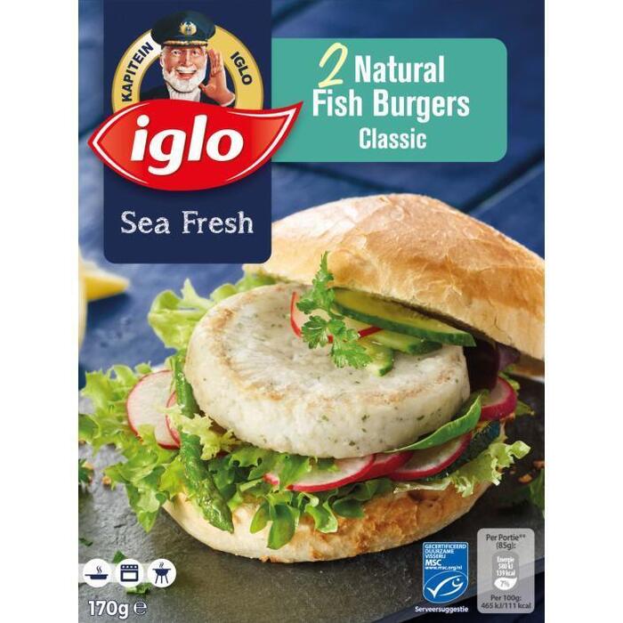 IGLO diepvries VIS Naturel Fish Burger Classic 170 GRM doos (170g)