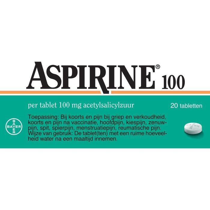 Aspirine Acetylsalicylzuur tabletten 100 mg 20 stuks
