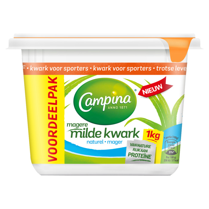 Magere kwark naturel (emmer, 1kg)