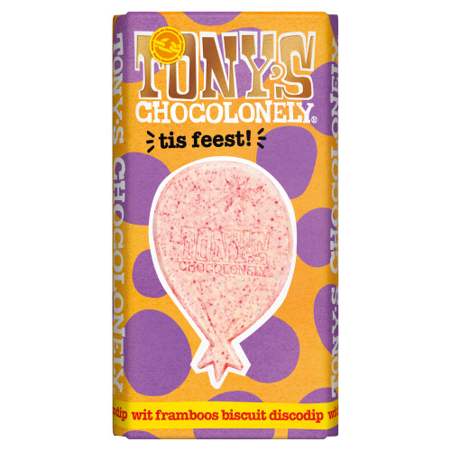 Tony's Chocolonely reep Gifting Gefeliciteerd Witte chocolade Framboos ...