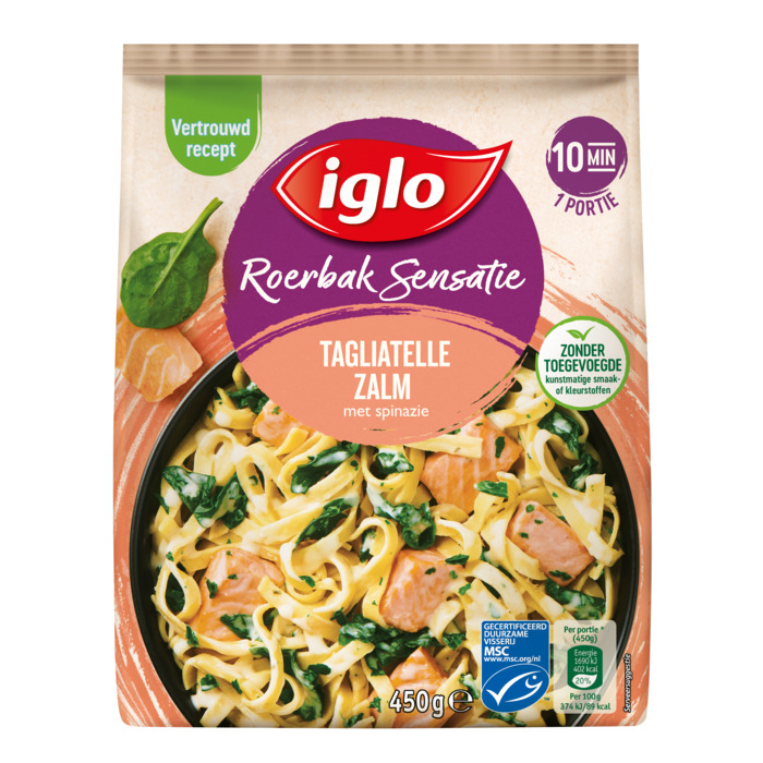 IGLO diepvries MAALTIJDEN Tagliatelle met spinazie en zalm 750 GRM zak ...