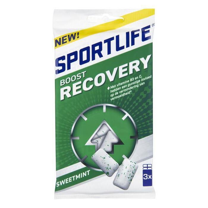 Sportlife Boost Recovery Sweetmint Suikervrij Kauwgom 3pack 3x18g (54g)