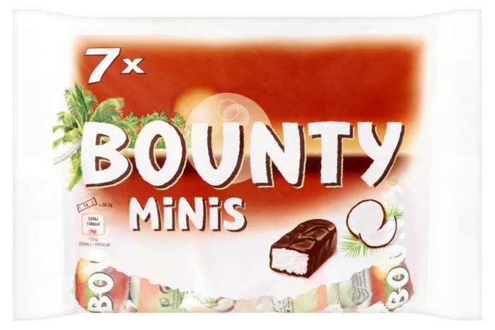 BOUNTY MINIS Chocolade met vulling Puur 227 GRM Zak (7 × 32.4g)