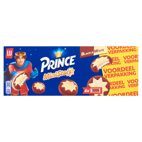 LU Prince Mini Stars Black & White Voordeelverpakking 6 Pakjes 225 g (225g)