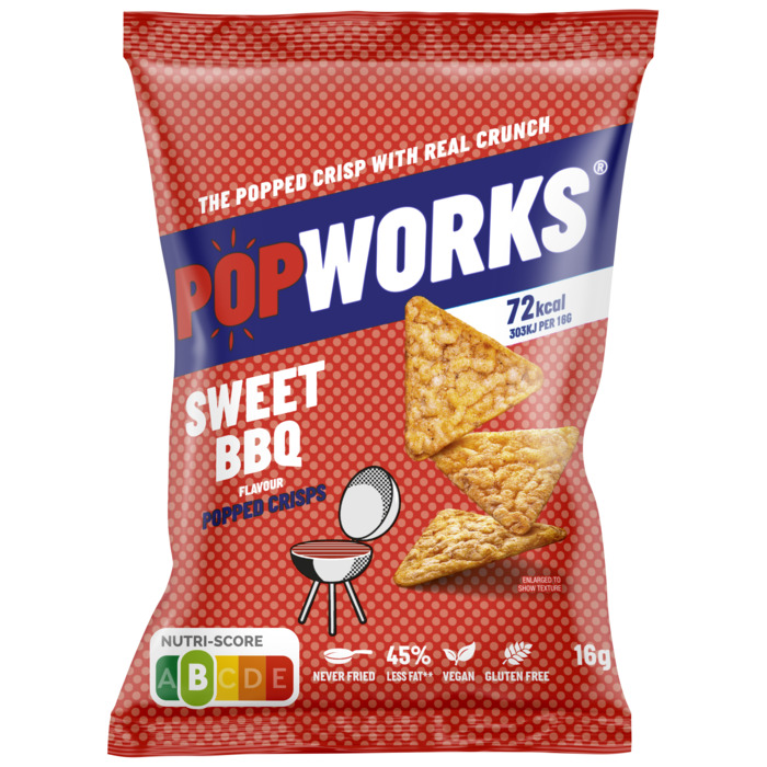 Popworks Protein Popped Crisps Sweet Barbecue Chips 16 gr (16g)