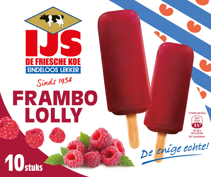 De Friesche Koe Frambo Lolly IJs 10 x 65 ml (10 × 65g)